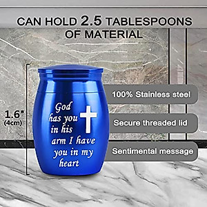 Small Urns for Human Ashes Keepsake, Mini Cremation Urn for Pet or Human Ashes, Sharing Baby Urns Earns, Tiny Little Funeral Urn for Ashes - Heart Shaped Case with Blue Light