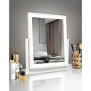 GANAIHQGROWING Classic Vanity Mirror with Lights,13 in Tabletop Lighted Makeup Mirror LED Lights for Over Sink, Smart Touch Control, Stepless Dimmable 3 Colors Lighting Modes