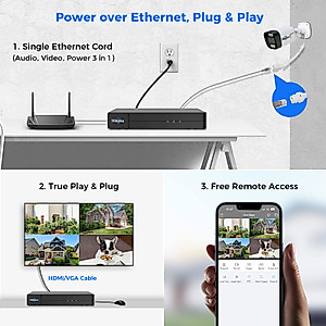 【2-Way Audio+3TB HDD】 Hiseeu 4K PoE Security Camera System,Vehicle/Human Detect, 8MP NVR w/4Pcs 5MP IP Security Camera Outdoor, IP 67Waterproof, Free Motion Alerts, 24/7 Home Surveillance NVR Kit