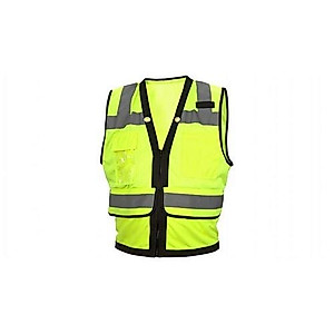 Pyramex RVZ2810X2 RVZ28 Series Vest Hi-Vis Lime with Black Trim and Zipper - Size 2X Large