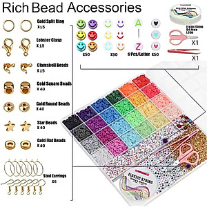 YMSDZHL 6000+PCS Clay Beads Bracelet Making Kit,24 Color DIY Flat Preppy Beads for Friendship Jewelry Making,Polymer Heishi Beads with Charms Gifts for Teen Girls Crafts for 8-12