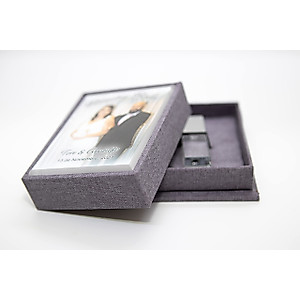 Deluxe Linen Flash Drive Box with Photo (Gray) to Put Your USB Flash Drive Holds one Photo on The Cover of The Box