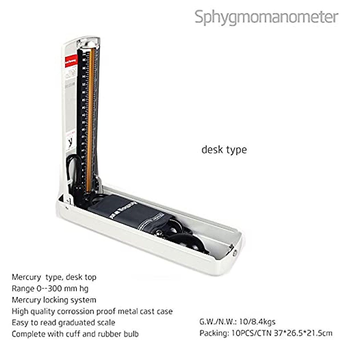 TTZ Professional Sphygmomanometer, Sphygmomanometer Set Accurate Readings Desktop Manual Blood Pressure Cuff Durable Carrying Case (Color : Sphygmomanometer)