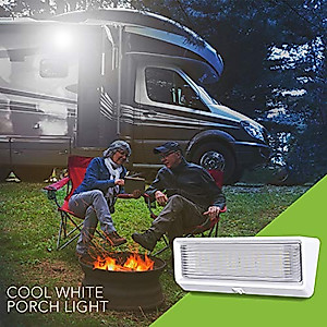 Leisure LED 2 Pack RV Exterior Porch Utility Light with Switch XL 12v 650 Lumen Lighting Fixture. Replacement Lighting for RVs, Trailers, Campers, 5th Wheels White Base Clear Lens (White, 2-Pack)