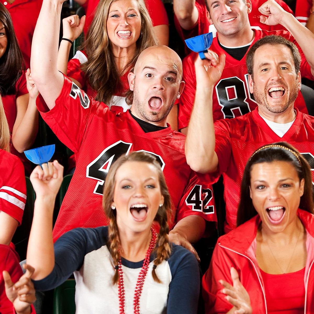 Set of 12 3-inch Cowbells with Handle, Hand Percussion Cow Bells Noise Makers for Sporting Events, Football Games (Blue)