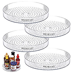 Lazy Susan Turntable - 4 Pack Lazy Susan Organizer for Cabinet, Kitchen, Pantry,Table, Fridge, Bathroom, Countertop, Vanity, 9 Inches, Clear