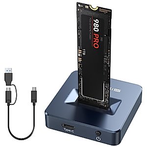 ACASIS NVME SSD Reader Adapter, Aluminium Alloy Housing Fast Heat Dissipation, NVME to USB Docking Station, M.2 SSD to USB Adapter 10Gbps, Support M.2 (M Key) NVMe SSD and (B+M Key) SATA-Based SSD