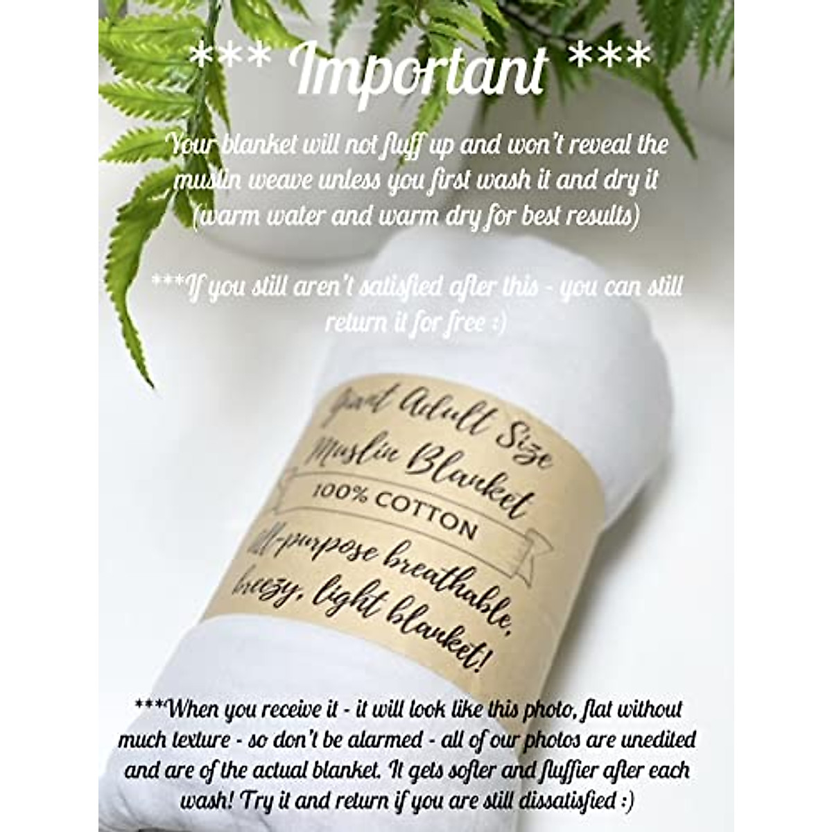 Breathable Adult Muslin “Swaddle” Blanket, 100% Cotton, “90” x 90” Inches, Queen One-Size, Hot Sleeper, Naturally Cooling, Soft Gauze Sheet, Sleeping & Throw (2 Layer Muslin, Natural White)