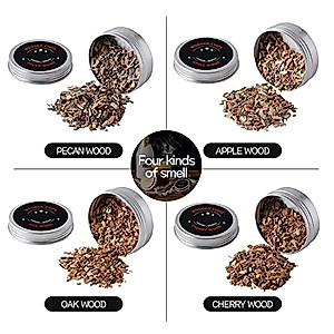 Cocktail Smoker Kit with Torch – 4 Flavors Wood Chips – Bourbon, Whiskey Smoker Infuser Kit, Old Fashioned Drink Smoker Kit, Birthday Bourbon Whiskey Gifts for Men, Dad, Husband (Without Butane)