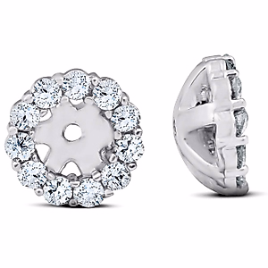 3/8ct Halo Diamond Earring Jackets 14K White Gold (4mm)