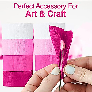 Pink Crepe Paper Streamers, Pink Party Decorations - 8 Large Rolls, 2in x 120ft Each Roll - Decorative Creped Roll for Birthday, Festival, Wedding, Backdrop or Photo Booth Decoration and Flower Making