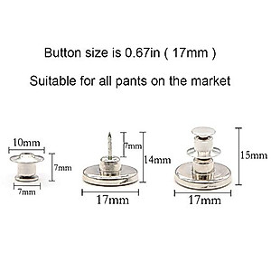 Button pins for Jeans , No Sew and No Tools Instant Jean Button Pins for Pants ,4 Sets Replacement Buttons, Simple Installation, Reusable and Adjustable