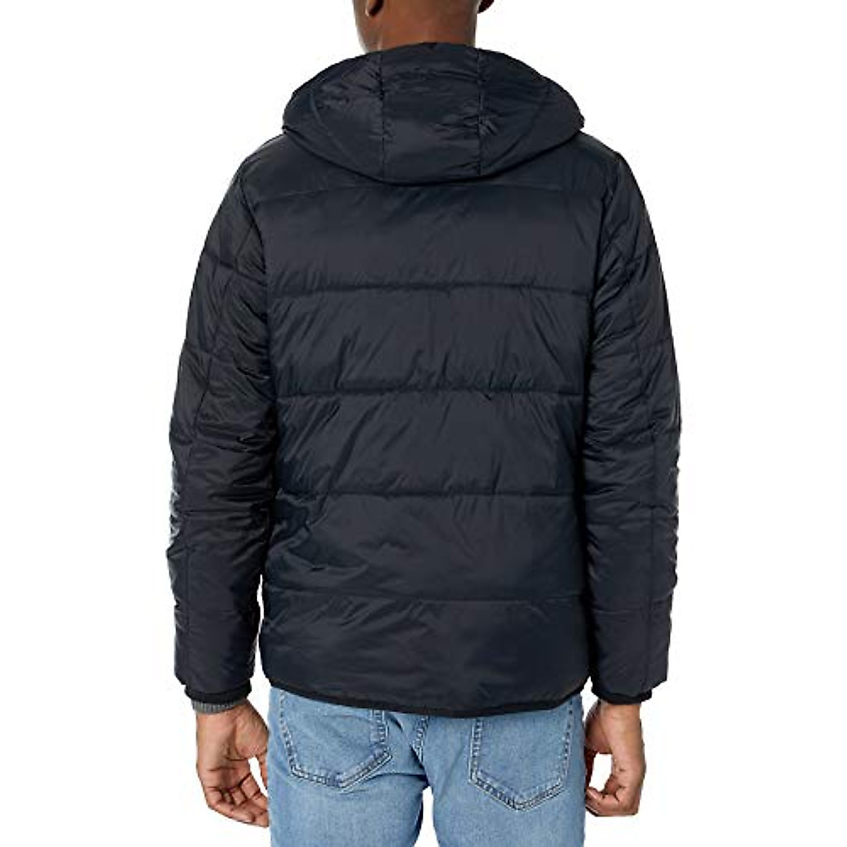 Amazon Essentials Men's Long-Sleeve Water-Resistant Sherpa-Lined Puffer Jacket, Black, Large