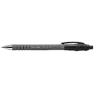 Paper Mate FlexGrip Ultra Retractable Ballpoint Pens, Medium Point, Black, Box of 12