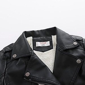 LJYH Children Collar Motorcycle Faux Leather Coats Kids Bomber PU Soft Leather Jackets 5/6yrs