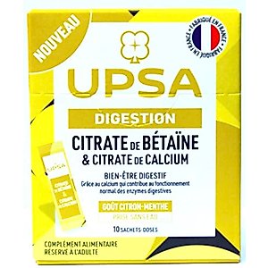 Betaine & Calcium Citrate by UPSA France for Digestive Comfort-Pack of 10 Sachets Doses