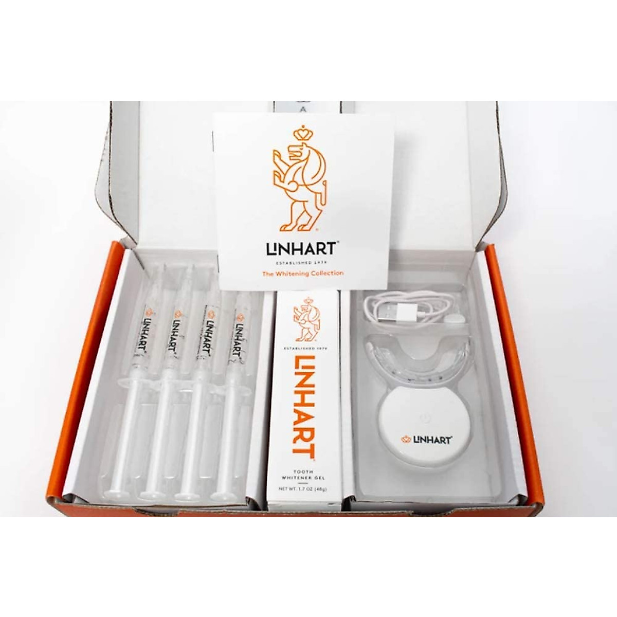 LINHART Teeth Whitening Kit with LED Light - Tooth Whitener Gel, Dental Whitening Gel Syringes with 35% Carbamide Peroxide and 16-Led Whitening Light - No Sensitivity, Whitens Teeth