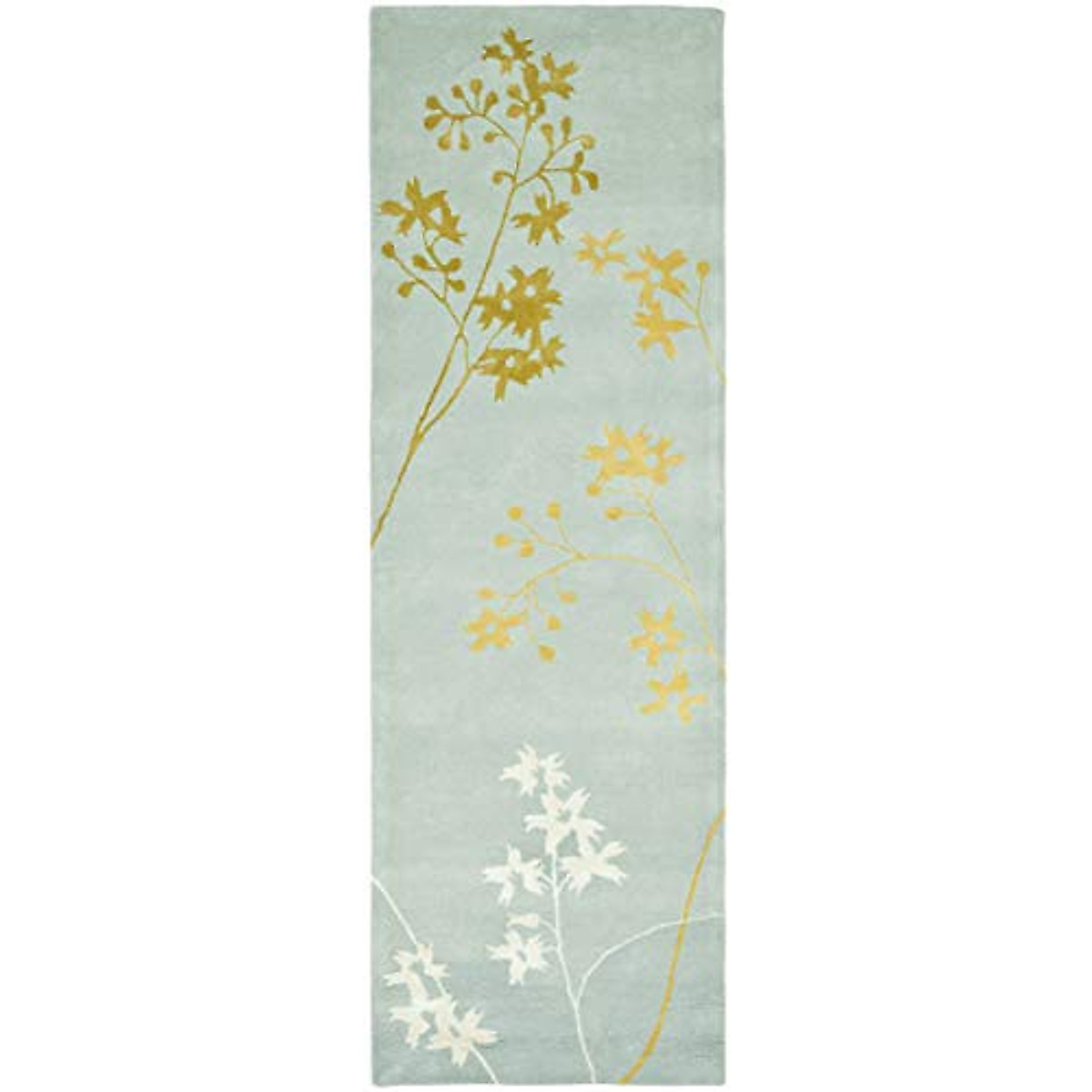 SAFAVIEH Soho Collection 2'6" x 10' Light Blue/Multi SOH316C Handmade Premium Wool & Viscose Runner Rug