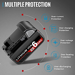 DASNITE M-18 6.0Ah Li-ion Battery Replacement for Milwaukee M-18 Battery 2Pack 18V Lithium Battery Replacement For Milwaukee 18V Battery 48-11-1811 48-11-1815 48-11-1820 48-11-1822 Cordless Power Tool