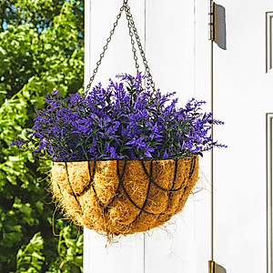 Purple Artificial Lavender 12Pcs Lavenders Plant Faux Flowers Artificial Plants Outdoor Plastic Flowers Uv Resistant Lavender Bouquet Fake Flowers Outdoor Kitchen Garden Window Home Front Porch Decor