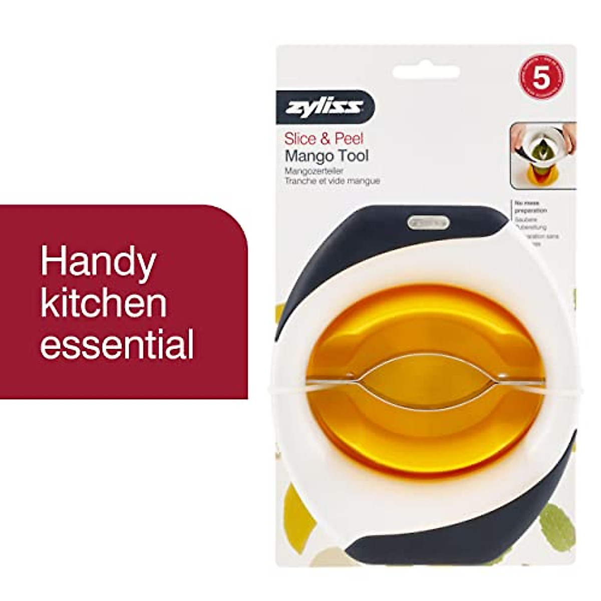 Zyliss Slice & Peel Mango Tool - Mango Slicer, Peeler and Pit Remover Tool - Mango Cutter with Stainless Steel Microblades - Dishwasher-Safe Kitchen Tool & Gadget