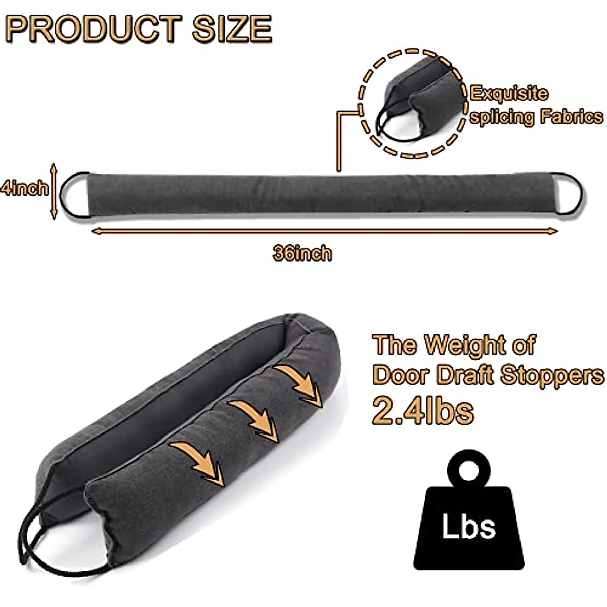 36 Inch Under Door Draft Stopper - Weighted Door Draft Blocker Bottom Door Noise & Air Reducer