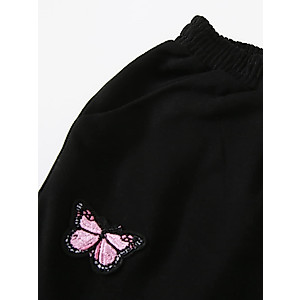 SOLY HUX Girl's 2 Piece Outfits Butterfly Cami Crop Tops and Sweatpants Set