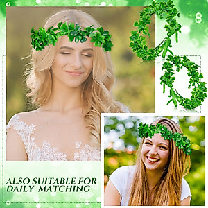 4 Pcs St Patrick's Day Headbands Irish Shamrock Crown Green Garland Clover Fairy Headpiece St. Patrick's Day Accessories for Women Girls Party Supplies