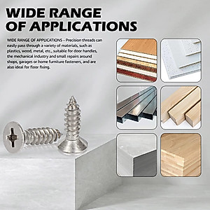 Hession Wood Screws Stainless Steel 304 Flat Head Phillips Drive Self Tapping Screw for Sheet Metal Thread Sharp Point 20pcs Pack (#8 x 5/8 inch)