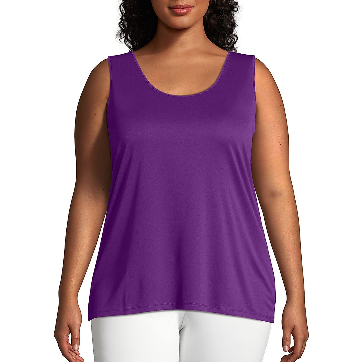 JUST MY SIZE womens Cooldri Performance Scoopneck Tank Top Shirt, Plum Dream, 16 US