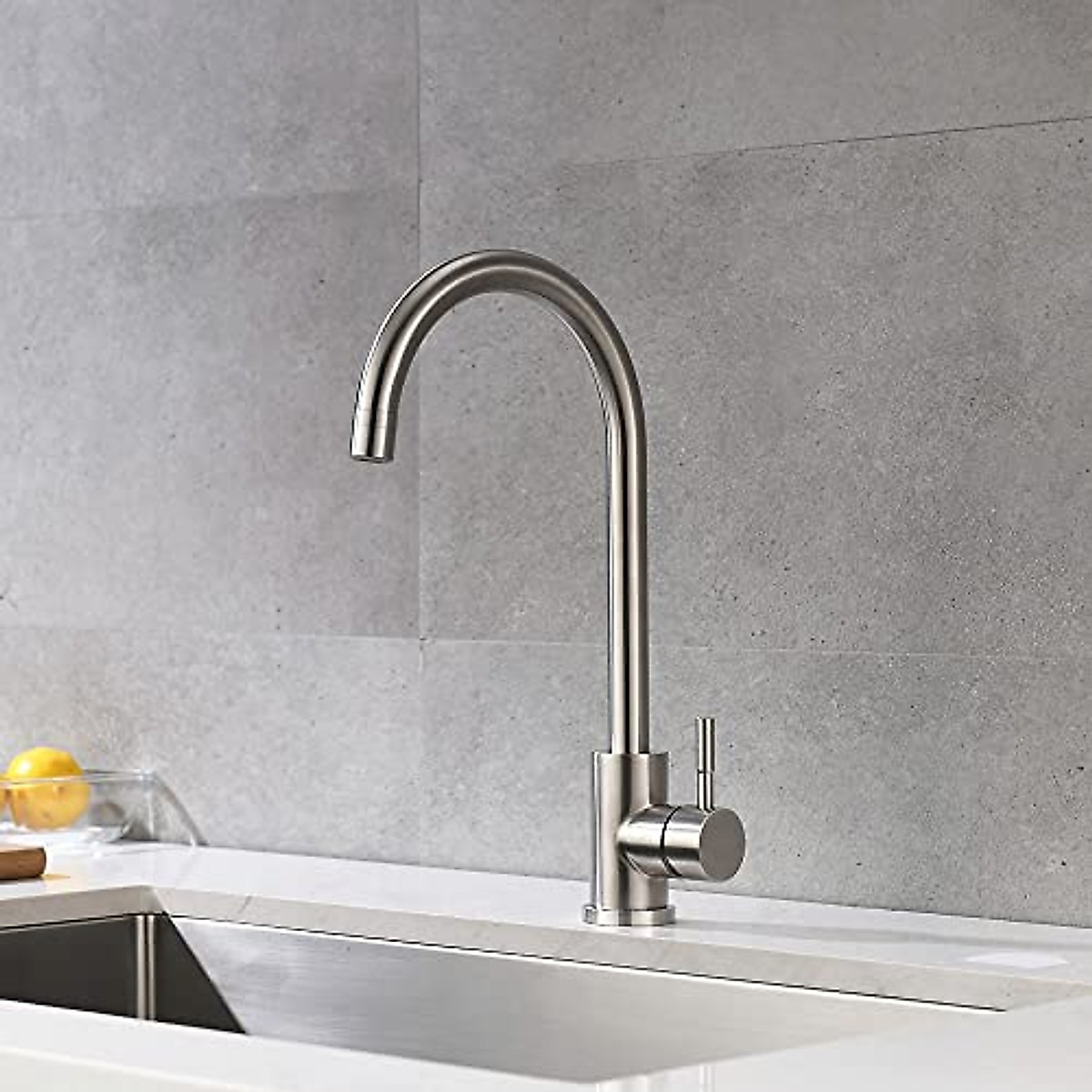 Jshozzy Modern Bar Sink Faucet Stainless Steel Bar Faucet for Kitchen Sink Single Handle Hot and Cold, Brush Nickle Prep Sink Faucet