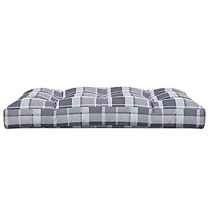 vidaXL Outdoor Pallet Cushion - UV and Water-Resistant Fabric, Gray Check Pattern, Polyester, Comfortable Hollow Fiber Filling, Versatile for Indoor/Outdoor Furniture - 47.2" x 31.5" x 4.7"