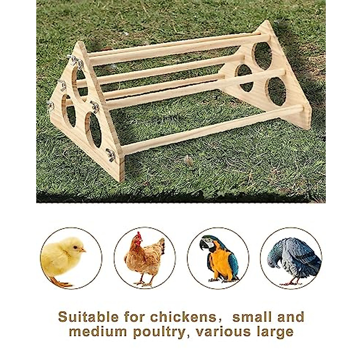Chicken Perch Wooden Chicken Roosting Bar- Small Baby Chick Stand Training Perch Chicken Toys Strong Handmade Chicken Jungle Gym for Brooder, Coop, Hens, 15.5" x 10.6" x 7"