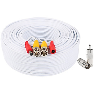 BNC Video Power Cable 100 Feet Pre-Made All-in-One Video Security Camera Cable Wire with Two Connectors for CCTV DVR Surveillance System