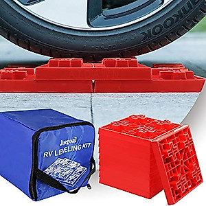yosager 10 Pack Heavy Duty Leveling Blocks, Ideal for Leveling Single and Dual Wheels, Camper Levelers, Tongue Jacks, Hydraulic Jacks, Stabilizer Jacks, Red