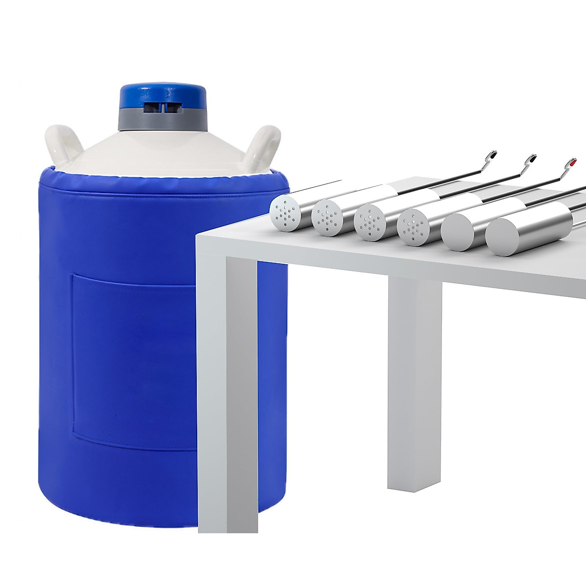 Generic Liquid Nitrogen Tank, 20L Cryogenic Container, Liquid Nitrogen Dewar, Liquid Nitrogen Container with Lock Cap, 6X Canisters & Protective Bag, Mouth Ø50mm, Static Storage 178 Days