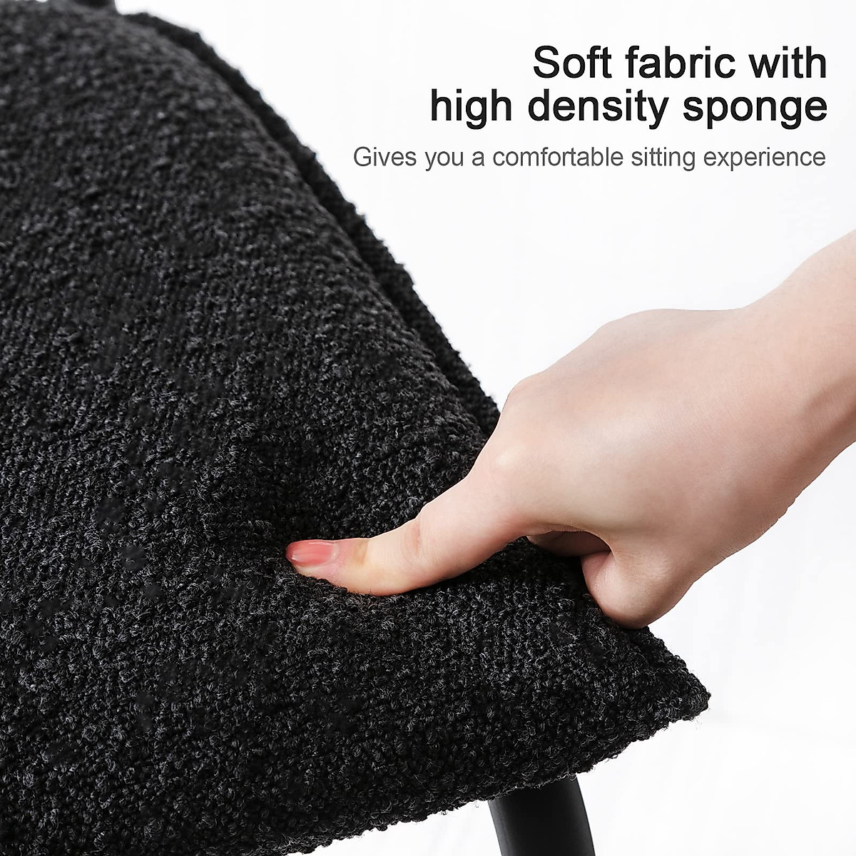 ONEVOG Boucle Rattan Bar Stools Set of 2, 29'' Bar Height Stools with Natural Cane Back, Solid Wood Frame Bar Chairs with Chrome Legs, Cantilevered Design Upholstered Stools, Black