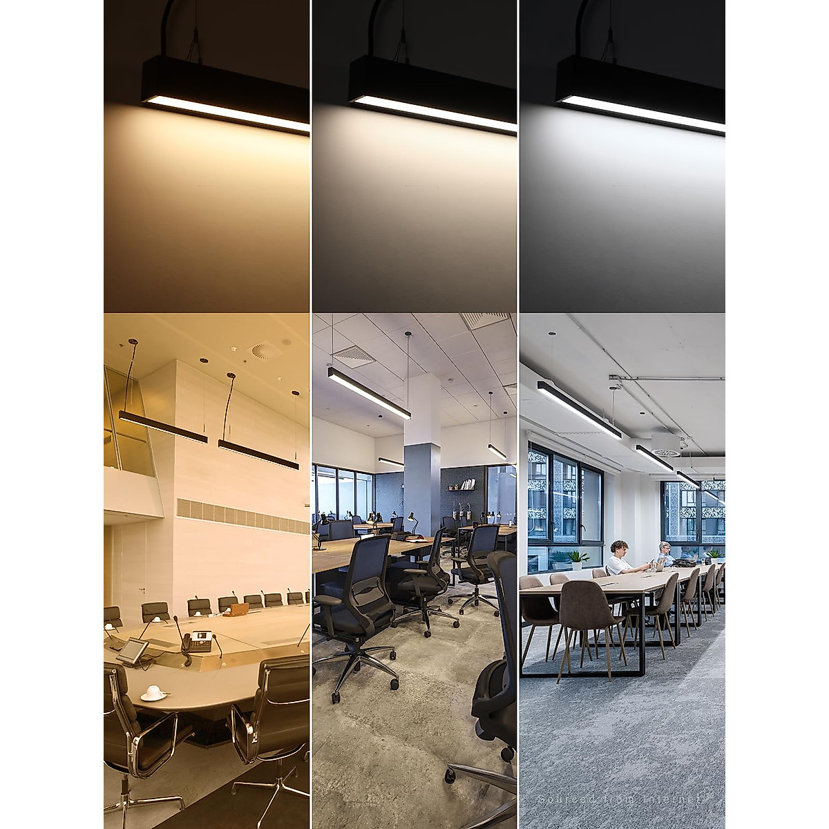 LEONLITE 4FT Linkable LED Linear Light Fixture, 3CCT 50W 6500LM Ultra Bright Downlight for 19.69ft High Ceiling, 120V-277V, 0-10V Dimmable, ETL, 3000K/4000K/5000K, Black Aluminum Housing, Pack of 2