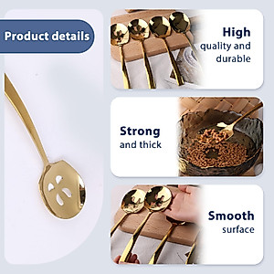 HANSGO Serving Spoons Set, 3 Serving Spoons and 3 Slotted Spoons, 9 Inch Stainless Steel Serving Utensils Set for Buffet Banquet Kitchen, Gold