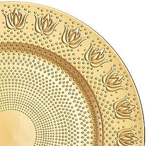 WUWEOT 12 Pack Gold Charger Plates, 13" Plastic Round Dinner Under Plates Bulk, Reusable Charger Service Base Plates with Embossed Pattern for Party, Wedding, Catering Event, Tabletop Decor