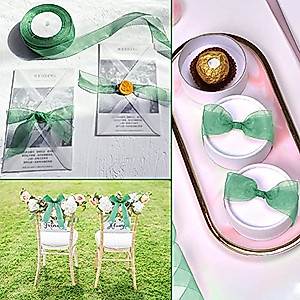 Green Sheer Ribbon, 50 Yards 1-1/2 inch Wide Shimmer Sheer Organza Ribbon for Bow Making, Gift Wrapping, Box Packaging, Crafting, Christmas Decoration and More