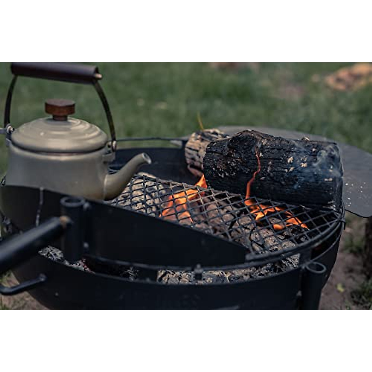 Barebones Enamel Teapot - Vintage Inspired Design - Baked Stainless Steel Rim - FSC Certified Natural Walnut handle Tea Kettle - 1.5 Liters, 6 Cups (Slate Gray)