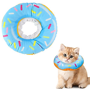 Cat Cone Collar Soft, Adjustable Plush Comfort Pet Elizabeth Circle Soft Cone for Cats Donut Cute Cat Recovery Collar for Cats Small Pet After Surgery Stop Licking Comfortable Cat Cones (M, Blue)