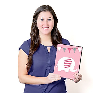 Big Dot of Happiness Pink Elephant - Baby Girl Nursery Wall Art and Kids Room Decorations - Gift Ideas - 7.5 x 10 inches - Set of 3 Prints