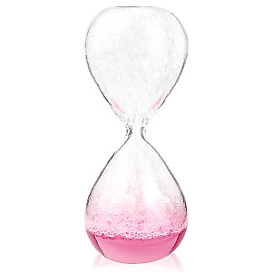 FERCAISH Bubble Liquid Glass Hourglass Timer, Creative Time Management Hourglass Table Decoration Durable Glass Construction (Pink)