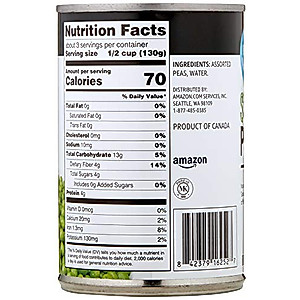 Amazon Brand - Happy Belly Sweet Peas, No Salt Added, 15 Ounce