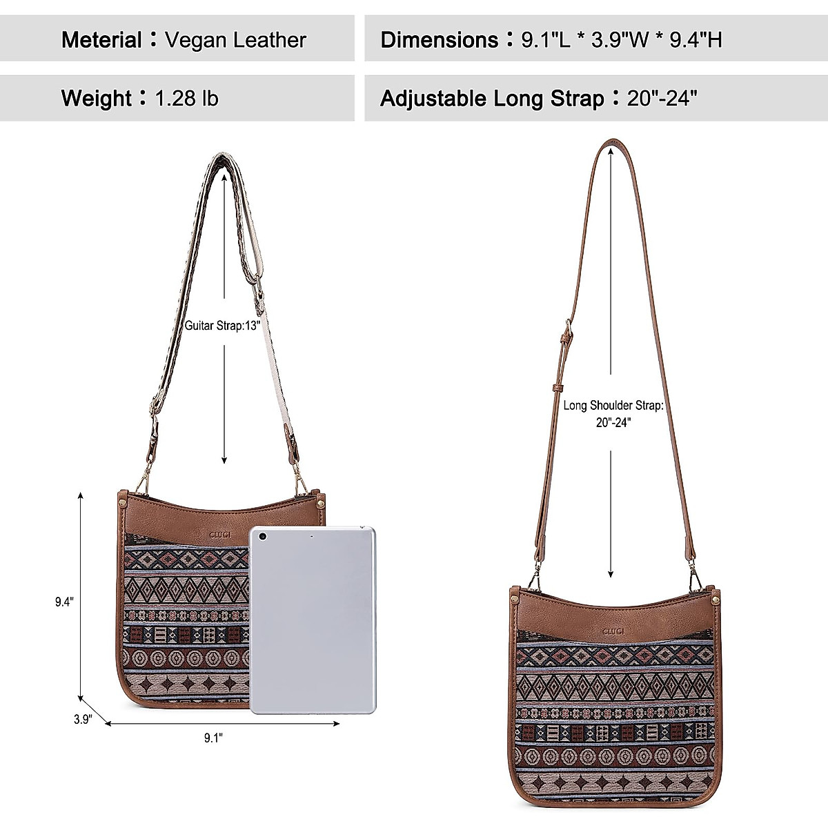 CLUCI Crossbody Bags For Women Trendy Vegan Leather Purses For Women Shoulder Bag with Two Strap