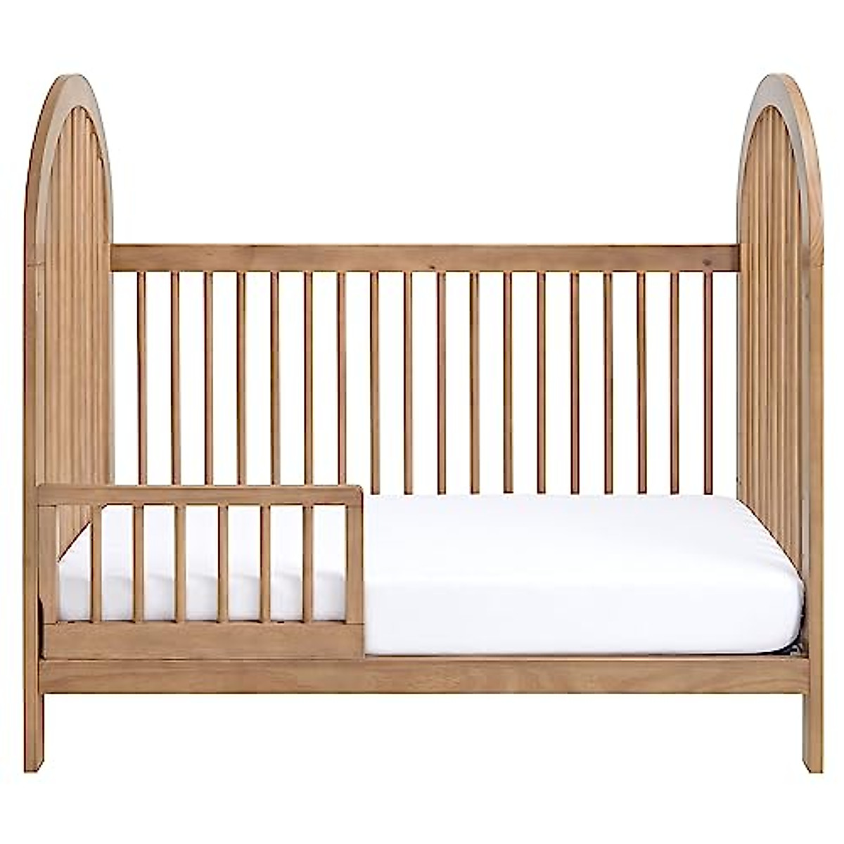 Oxford Baby Everlee Modern High Arch 3-in-1 Convertible Island Crib with Round Spindles, Honey Wood