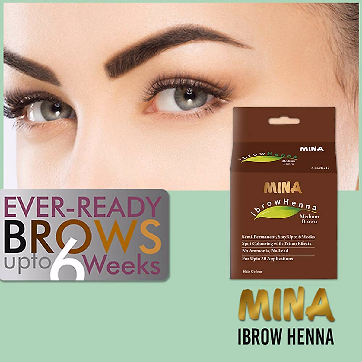 Mina ibrow Hair Color Medium Brown|Natural Spot coloring Hair Tinting Powder, Water and Smudge Proof | No Ammonia, No Lead with 100% Gray Converge|Vegan and Cruelty free