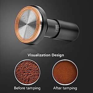 53mm Calibrated Espresso Tamper, Coffee Tamper with 20-35lbs Adjustable Pressure Feature, Springs Loaded Tamper, Anodized Aluminum Handle and Stainless Steel Base